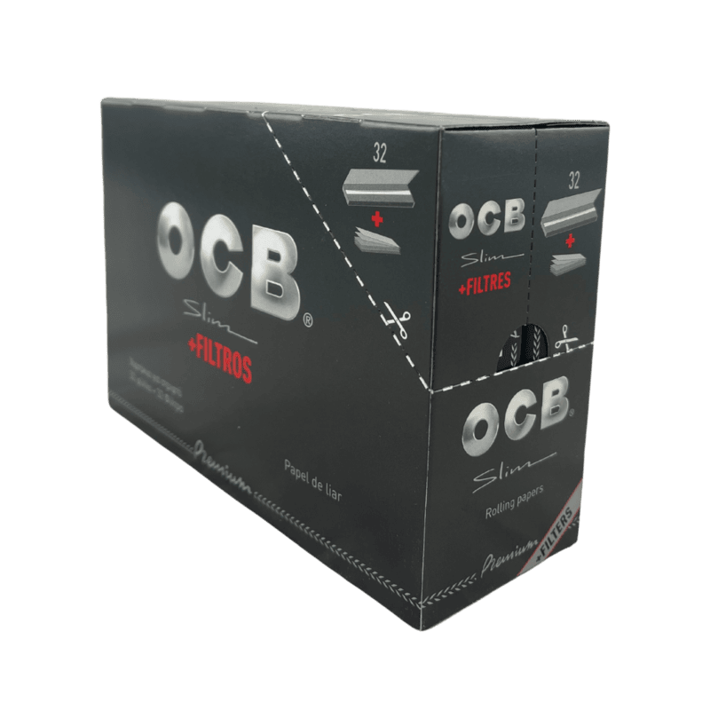 OCB Paper Black King Size Slim with Tips 32 Pack